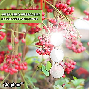 Chephon Upgraded Bird Scare Discs Set - Large 24 Discs- Highly Reflective Double-Sided Bird Reflectors, Better Bird Scare Devices to Keep All Birds Away Like Woodpecker and Pigeon