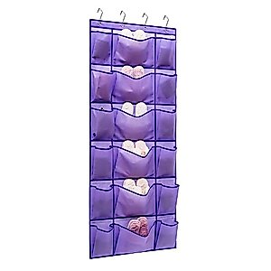 ANIZER Over The Door Hanging Shoe Rack Organizer with 6 Extra Large and 12 Large Fabric Pockets Shoe Holder for Home Storage (PURPLE)