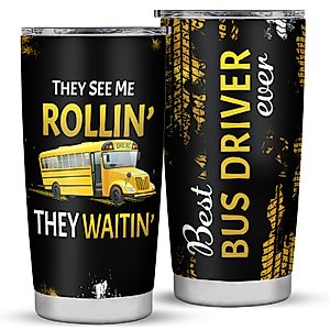 School Bus Driver Gifts for Men, School Bus Driver Gifts, Bus Driver Tumbler, Bus Driver Appreciation Gifts, 20oz Stainless Steel Tumbler Gifts for School Bus Drivers, Bus Driver Christmas Gifts