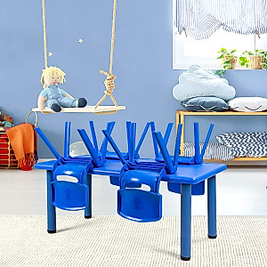 Costzon 47 x 23.5 Inch Rectangular Kids Table, Children School Activity Table for Reading Drawing Dining Playing, Multifunctional Plastic Table w/Steel Pipe, Toddler Furniture for Boys & Girls (Blue)