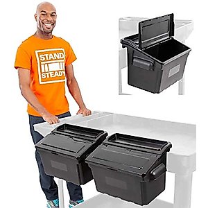 Tubstr Storage Bins for Utility Carts | 2 Attachable Plastic Tubs w/Removable Lids | 3 Gallon Bins Fit Most Utility Tub Carts | Easy Removable Storage for Tools & Supplies (Black /2-Pack/Bins Only)
