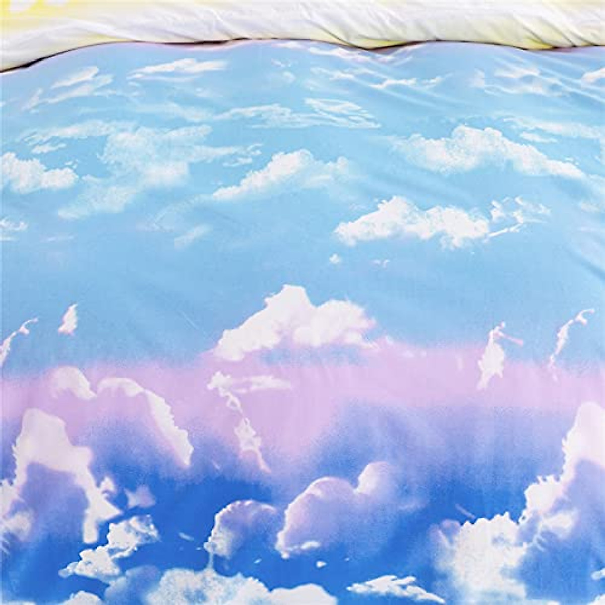 HYPREST Rainbow Duvet Cover Set Queen Size, Ultra Soft Aesthetic Comforter Cover Pink Bedding Set with Zipper and Corner Ties, Oeko-TEX Certificated