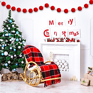 Red Pom Poms Christmas Faux Fur Pompom Ball Acrylic Large Red Pompoms Crafts Holiday Pom Balls Fluffy Plush Pompom for DIY Christmas Costume Supplies Party Decorations, 2 Inches (30 Pieces)