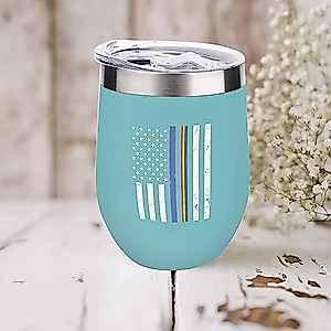 Mighun Pride Parade LGBT Wine Tumbler with Lid Rainbow Flag Pride Vacuum Coffee Tumbler Stainless Steel Coffee Cup for Cold & Hot Drinks Wine Coffee Cocktails Beer 12 Oz