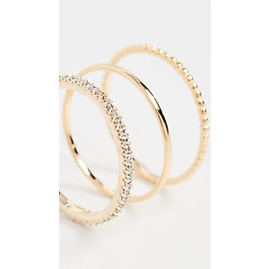 SHASHI Women's Aura Ring Set, Gold/Clear, 5