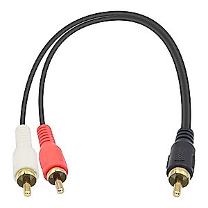 Poyiccot RCA Splitter Male to Male Cable, RCA Y Splitter 1 RCA Male to 2 RCA Male Stereo Audio Subwoofer Cable, 2RCA to 1RCA Bi-Directional RCA Y Adapter Cable - 25cm/10inch