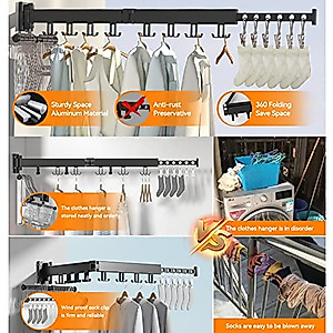 LTLWSH Wall Mounted Retractable Clothes Drying Rack, Laundry Drying Rack, Clothes Drying Rack Folding Indoor, Space Saver, Drying Rack Clothing for Balcony, Laundry,1 fold