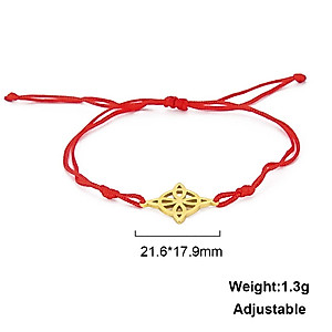 Dreamtimes Trendy Witch Knot Charm Bracelet Celtics Bracelet Geometric Women Female Stainless Steel Witchcraft Chain Bracelet Wiccan Jewelry for Women Vintage Om Yoga Bracelet (RED)