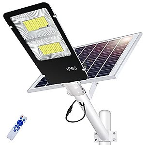 DragonLight 400W Solar Street Light Outdoor Super Bright Solar Flood Light with Remote Control - Dusk to Dawn IP65 Waterproof for Yard, Garden, Street Lighting