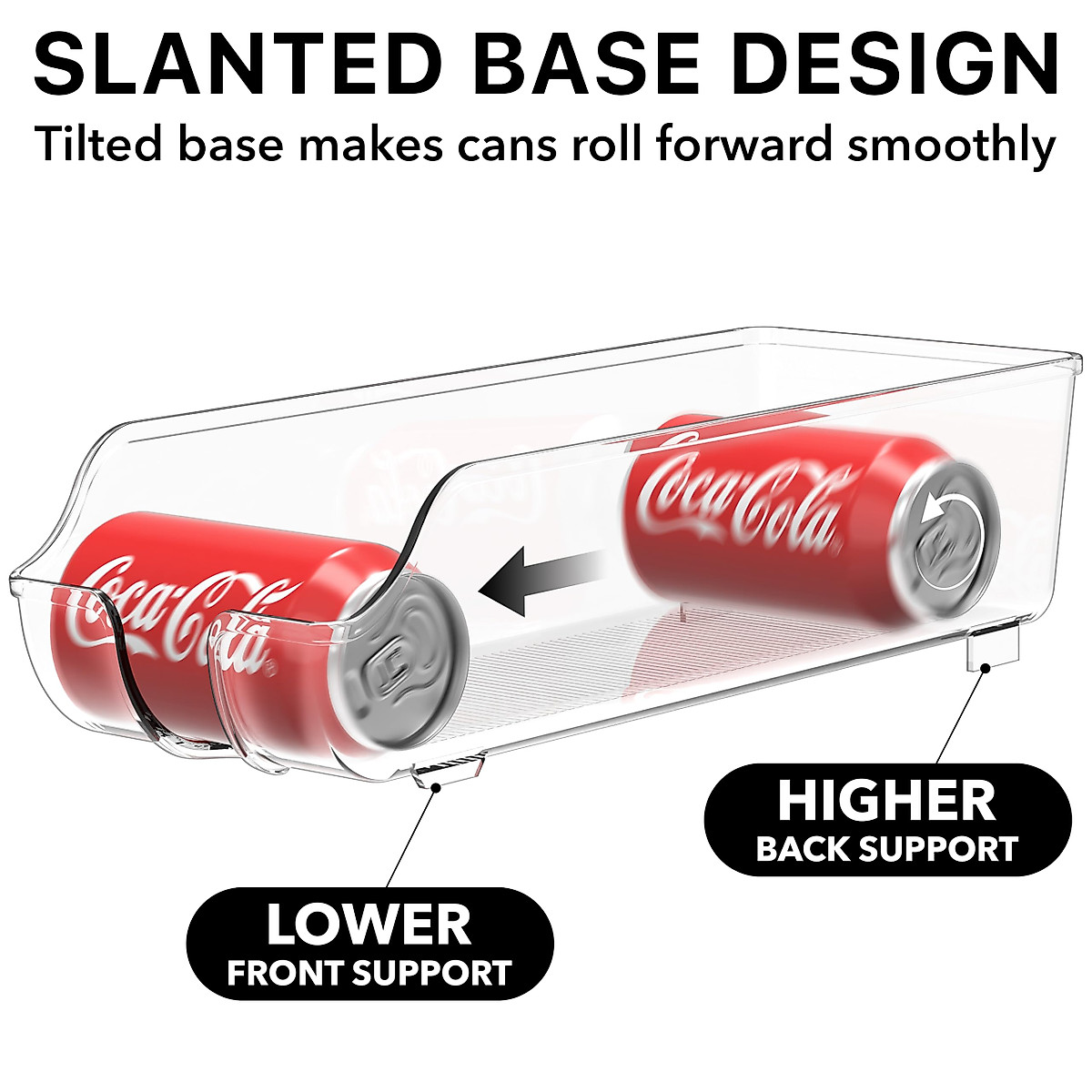 SimpleHouseware Soda Can Organizer for Pantry/Refrigerator, Clear, Set of 2