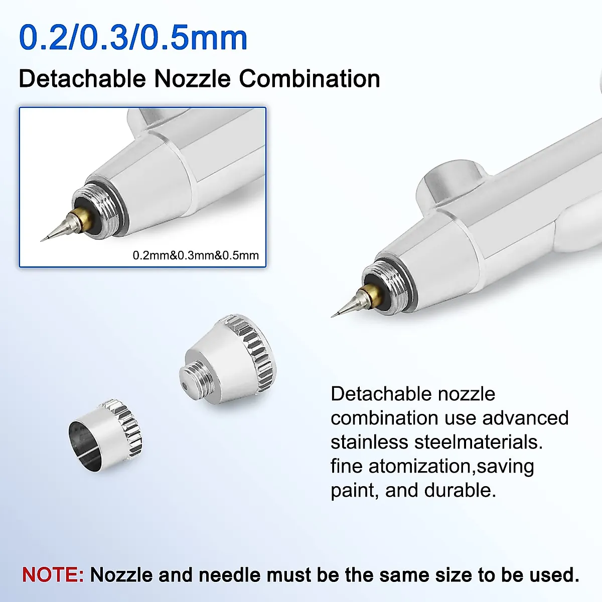 YXGOOD Gravity Feed Dual Action Airbrush, Multi-Purpose Airbrush Kit with 0.2/0.3/0.5 mm Nozzles for Painting, Nail Art, Mode, Makeup, Cake, Barber