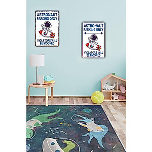 Astronaut Parking Only Sign Outer Space Themed Bedroom Decor Space Nursery Decor For Boys 8 x 12 Inch (936)