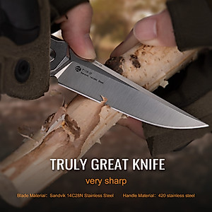Tactical Folding Pocket Knife for men,14C28N Stainless Steel Blade,Frame Lock,G10 Handle,EDC Small Camping Knives Belt Clip Carry,Lightweight Survival Hunting Flipper Microtech Elemental Bushcraft Hiking Sharp Gear Tool Father Dad Gifts Ruike p108