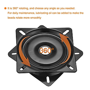 MECCANIXITY 6inch Metal Lazy Susan Turntable 360 Degree Rotating Swivel Steel Ball Bearing Stand for Kitchen Cabinet, Square shape Black 1Pack