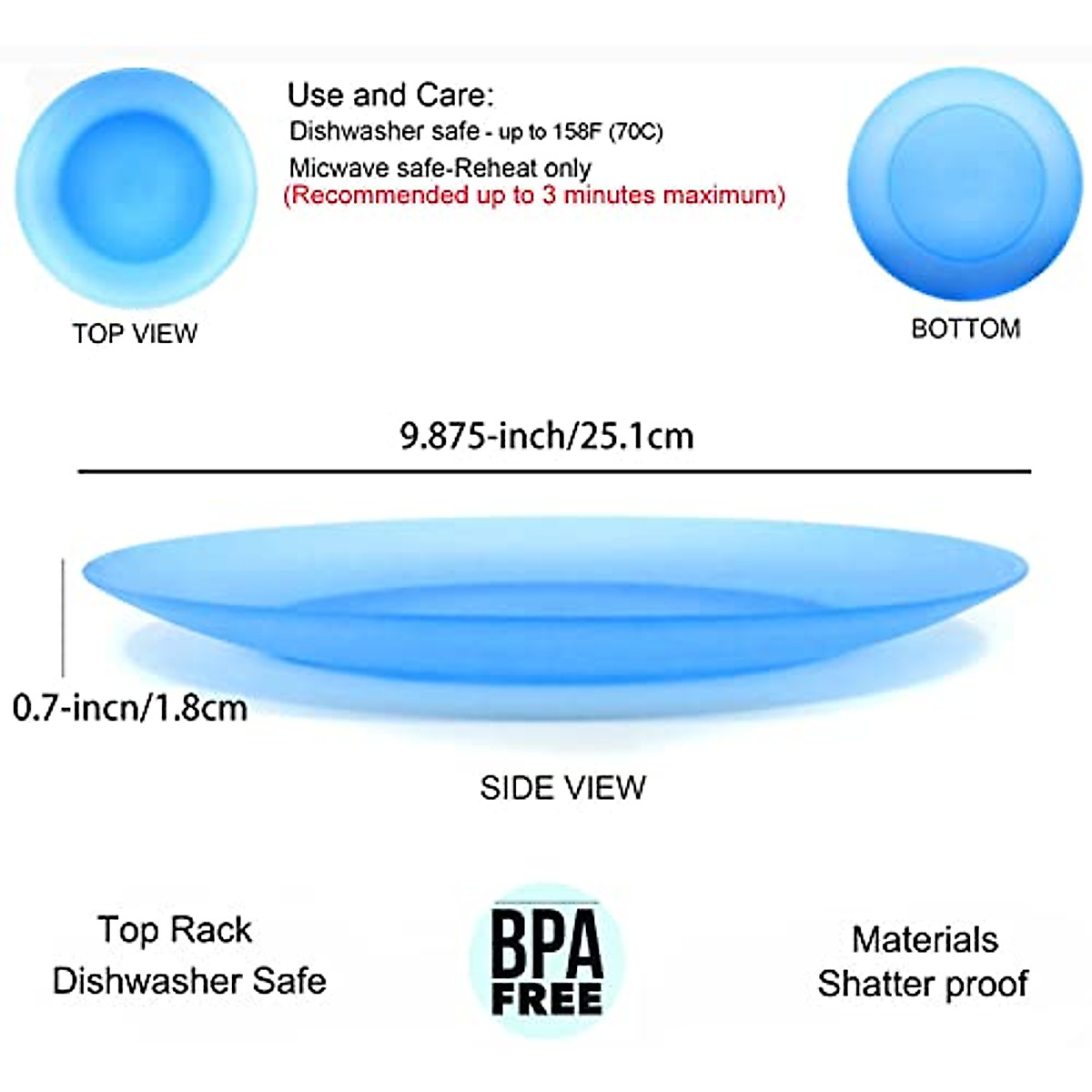 KX-WARE Everyday Plates set of 12 - Unbreakable and Reusable 10 inch Plastic Dinner Plates, 6 Assorted Color | Dishwasher Safe,BPA Free