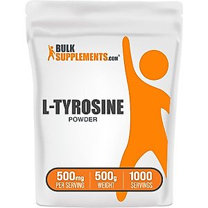 BulkSupplements.com L-Tyrosine Powder -Tyrosine Supplement, Tyrosine Powder, Tyrosine 500mg - Amino Acid Supplement, Unflavored & Gluten Free - 500mg per Serving, 500g (1.1 lbs) (Pack of 1)