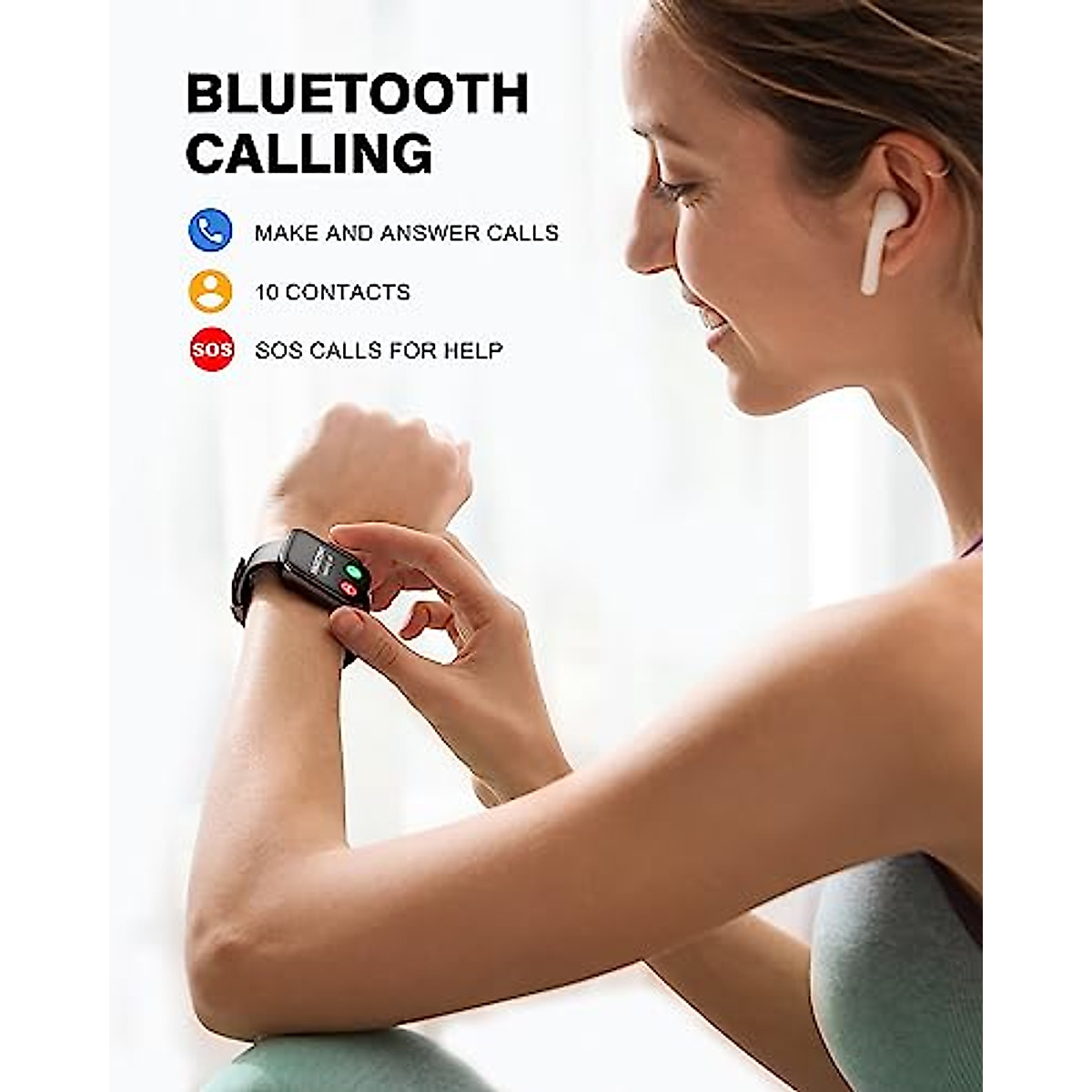 Smart Watch for Women Men with Bluetooth 5.0 Call SOS,14-Day Battery Life,1.83" Fitness Tracker Watch with [24H Heart Rate SpO2 Sleep Monitor],5ATM Watreproof Calculator Music Speaker for Android&iOS