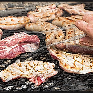 Disposable Plastic Serving Utensils Set - 18 Pack for Parties and Events - Heavy Duty Plastic - Clear 10" Spoons, Forks, and 6" Tongs - Perfect for Serving - Great Value