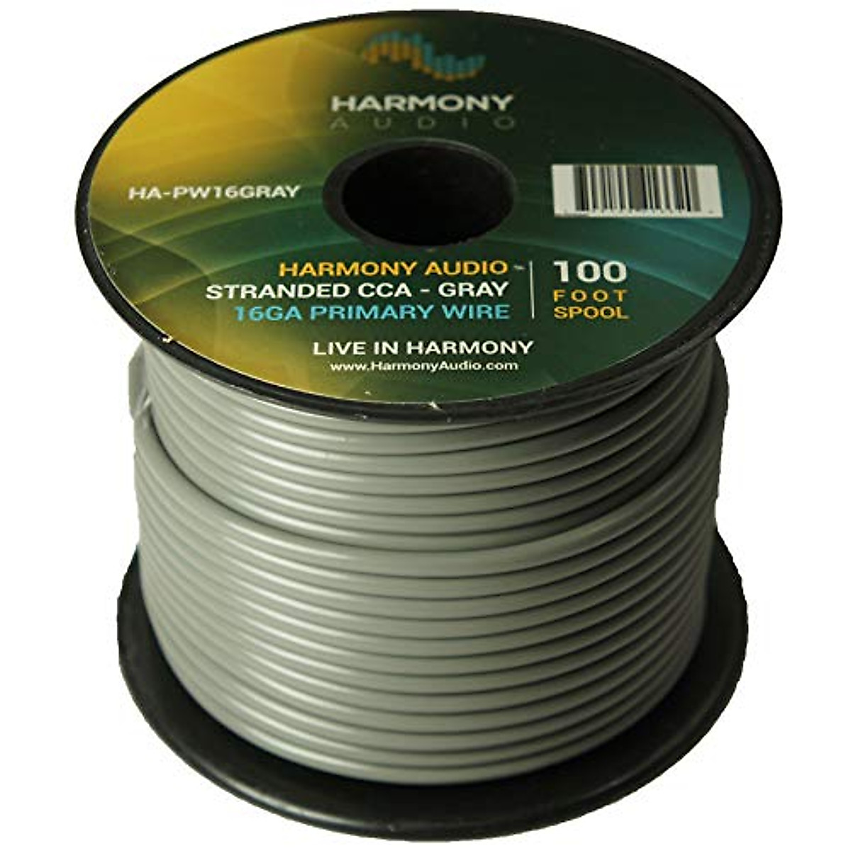 Harmony Audio Primary Single Conductor 16 Gauge Power or Ground Wire - 2 Rolls - 200 Feet - Gray & Brown for Car Audio/Trailer/Model Train/Remote