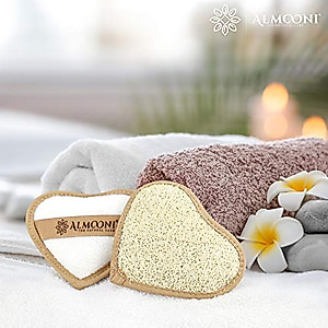 Premium Exfoliating Heart Shaped Loofah Pad Body Scrubber Made with Natural Egyptian Shower Loufa Sponge That Gets You Clean, Not Just Spreading Soap (2 Pack)