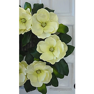 24 inches Magnolia Flower Wreath, Wreath for Front Door, Beautiful Handcrafted Wreath for Home Decor, Weddings Cream