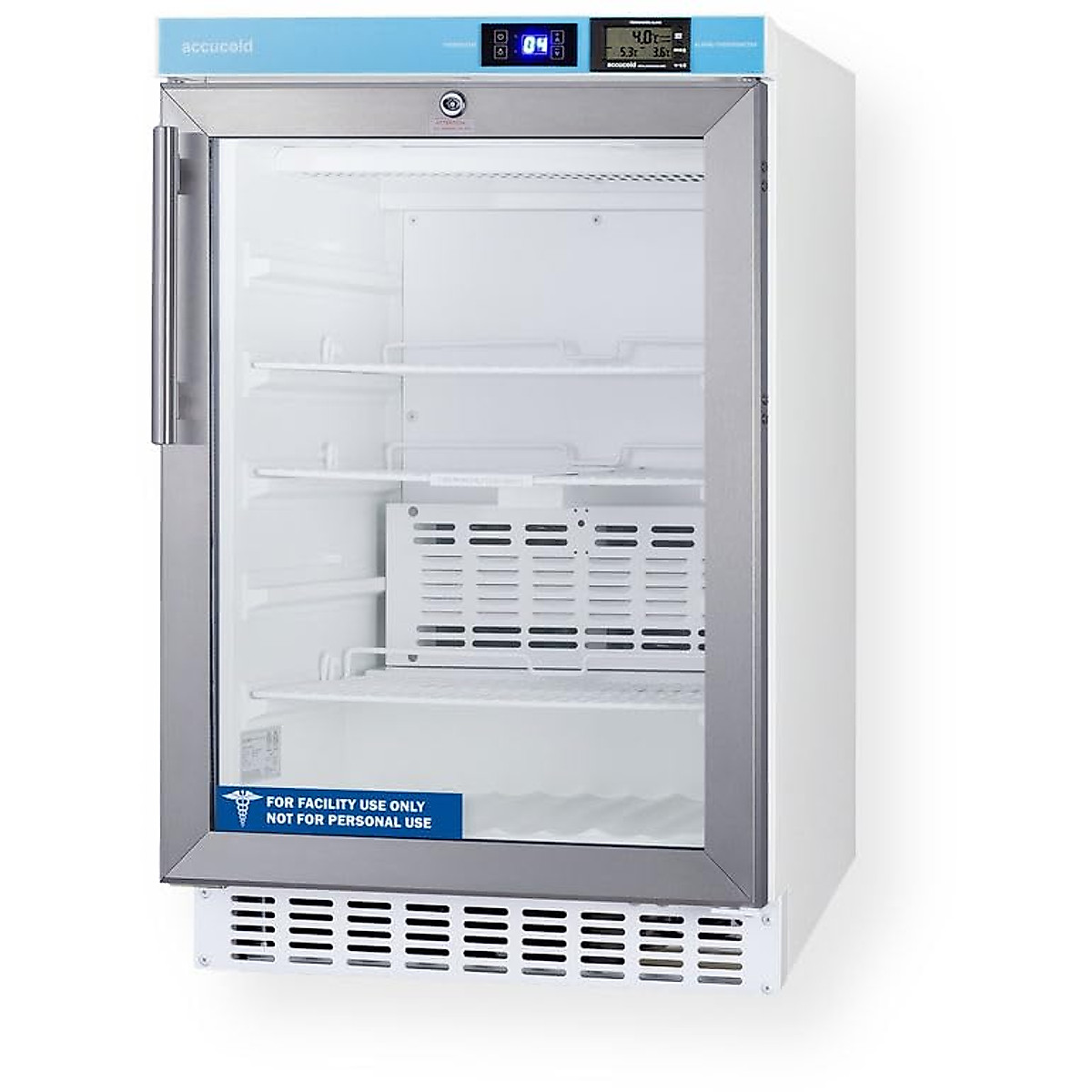 Accucold ACR46GL 20" Wide Pharmacy All-Refrigerator; LED Lighting; Built-in Capable; Double Pane Tempered Glass Door; Digital Thermostat; Temperature Memory Function; Frost-free Operation