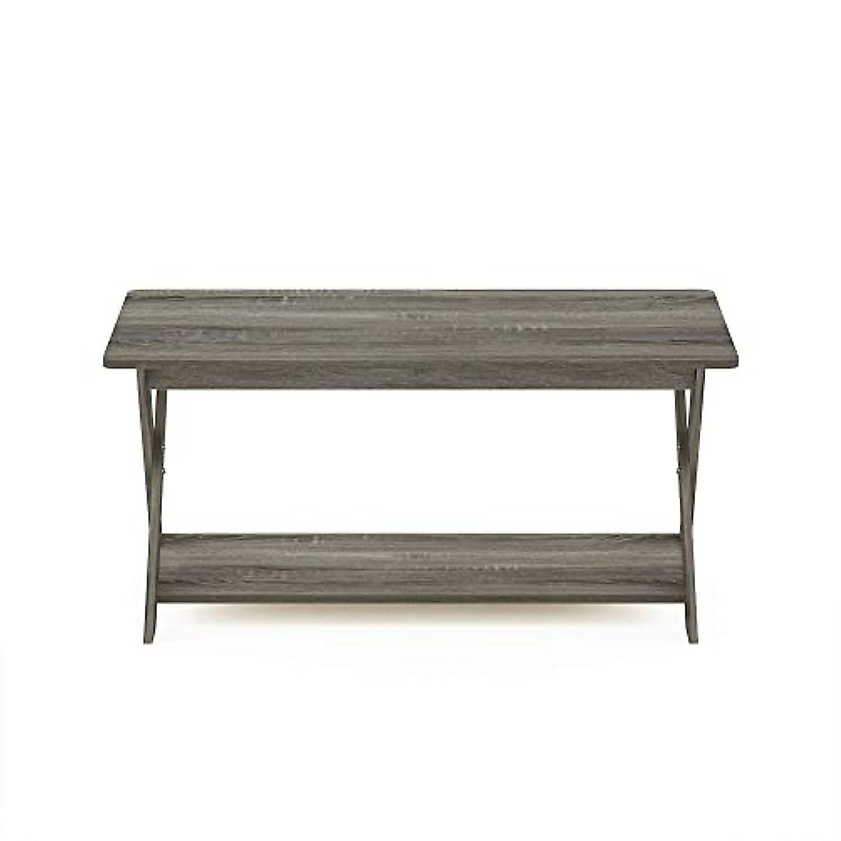Furinno Modern Simplistic Criss-Crossed Coffee Table, 35.4 in x 19.6 in x 16 in, French Oak Grey