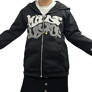 MOLERFO Womens Long Sleeve Zip Up Star Graphic Hoodies Jacket Aesthetic Harajuku Oversized Sweater Y2k Streetwear (Green,Large)