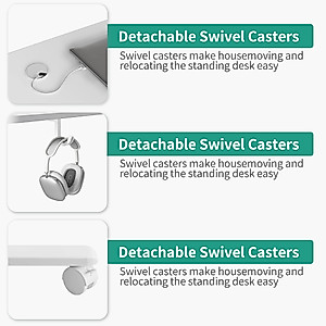 EleTab Standing Desk, 55 x 24 Inch Electric Stand up Height Adjustable Home Office Table, Sit Stand Desk with Splice Board, White Frame & White Desktop