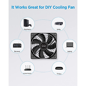 Computer Fan, EasyAcc 120mm Cooling Fans, Quiet Edition High Airflow USB Fan with 3 Speed Control, Long Life Computer Case Fan for Receiver DVR Playstation Xbox Cabinet CPU