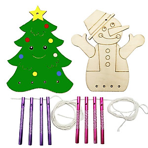 DEUXPER Make Your Own Christmas Ornaments Wind Chime Kit - Arts & Crafts Construct & Paint 4 Wind Powered Musical Chime DIY Gifts for Kids, Boys & Girls