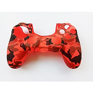 Hikfly Silicone Gel Controller Cover Skin Protector Compatible for PlayStation 4 PS4/PS4 Slim/PS4 Pro Controller (1 x Controller Cover with 8 x FPS Pro Thumb Grip Caps)(Red)