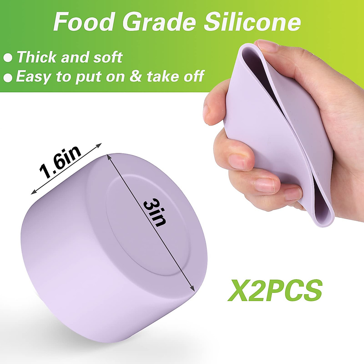 AIERSA 2Pcs Silicone Boot Sleeve for Stanley Quencher 40 oz 30 oz Tumbler with Handle & for IceFlow 20oz 30oz, Protective Water Bottle Cup Bottom Bumper Cover for Stanley Tumbler Accessories, Wisteria