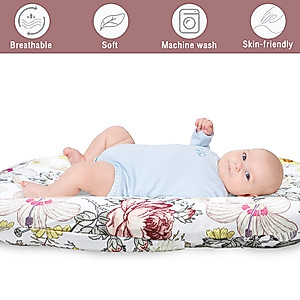 Newborn Lounger Cover for Boys Girls, Soft Snug Fitted Baby Lounger Slipcover, Removable Cover for Infant Lounger Pillow, Floral