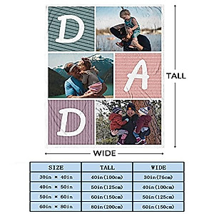 Dipopizt Gifts for Dad, Custom Dad Blanket with Photo, Personalized Gifts for Father's Day, Christmas from Daughter, Son, Wife, Unique Dad Birthday Gift Idea, Gifts for Papa, Customized Blanket