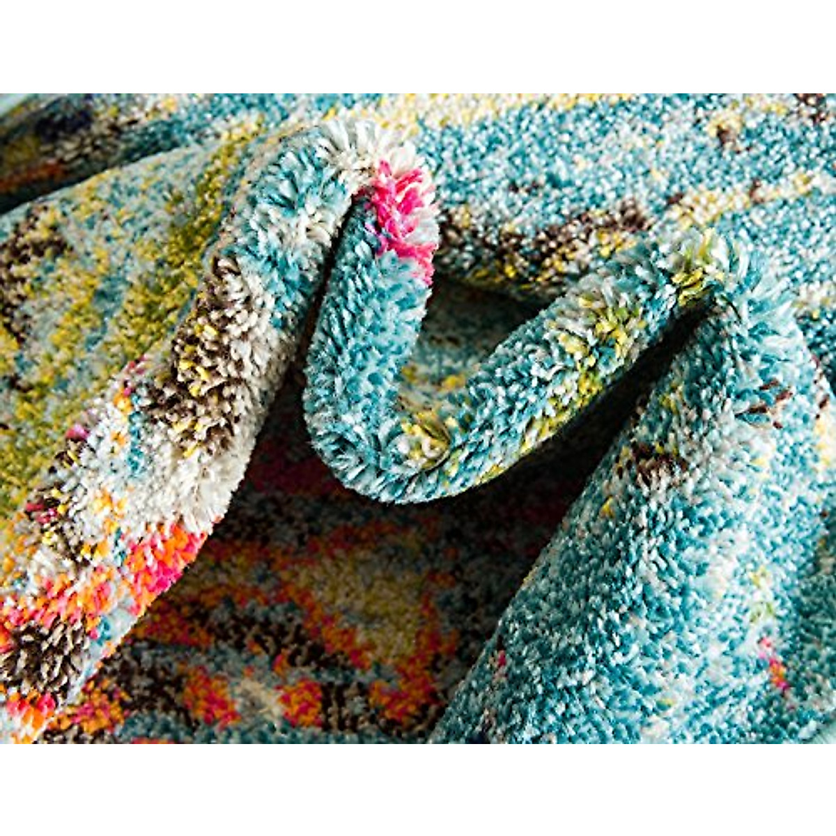 Unique Loom Vita Collection Over-Dyed Southwestern Tribal Vintage Area Rug, Rectangular 9' 0" x 12' 0", Turquoise/Yellow