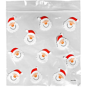 Set of 90 Assorted Christmas Holiday Treat Bags with Zip Lock! 3 Assorted Styles!90 Count (Pack of 1)