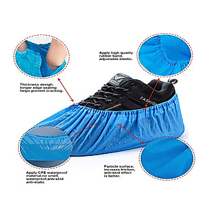 TOUGS 100-Pieces Disposable Boot & Shoe Covers, Durable Anti Slip Cleaning Overshoes for Home Office, One Size Fits Most