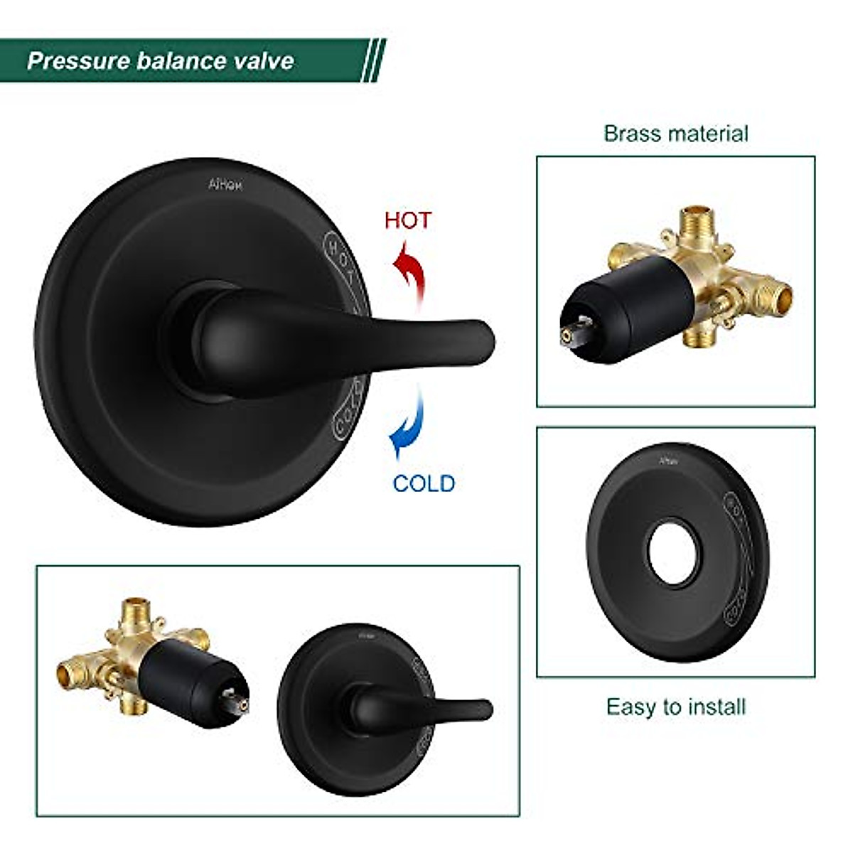 AIHOM Shower System Shower Faucet Set, Dual Shower Heads, 2 in 1 Shower Faucets Set with 5 Function Hand Shower and Tub Faucet Shower Combo Set, Brushed Nickel/Matte Black