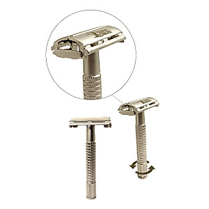 CS-305 Classic Samurai Butterfly Twist to Open Double Edge Safety Razor with 5 Astra Superior Platinum Double Edge Safety Razor Blades (+5 Astra)