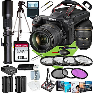 Nikon D500 DSLR Camera with 24-120mm Lens+Case+The 500mm f/8.0 Telephoto preset Lens+Case+128 GIG Memory+Monopod+Tripod+Slave Flash+Photo Software(27PC) Bundle (Renewed)