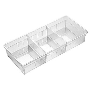 Chris.W Desk Drawer Organizer Tray with Adjustable Dividers, Multi-Drawers for Makeups, Utensil, Pens, Flatware and Junks - Set of 4 (2 Large + 2 Small) 10.24 Inch Length