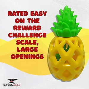 Steel Dog Treaters Pineapple, Dog Toy for Boredom and Stimulation, Treat Dispensing, Interactive Dog Puzzle Toys for Small, Medium, Large Breed