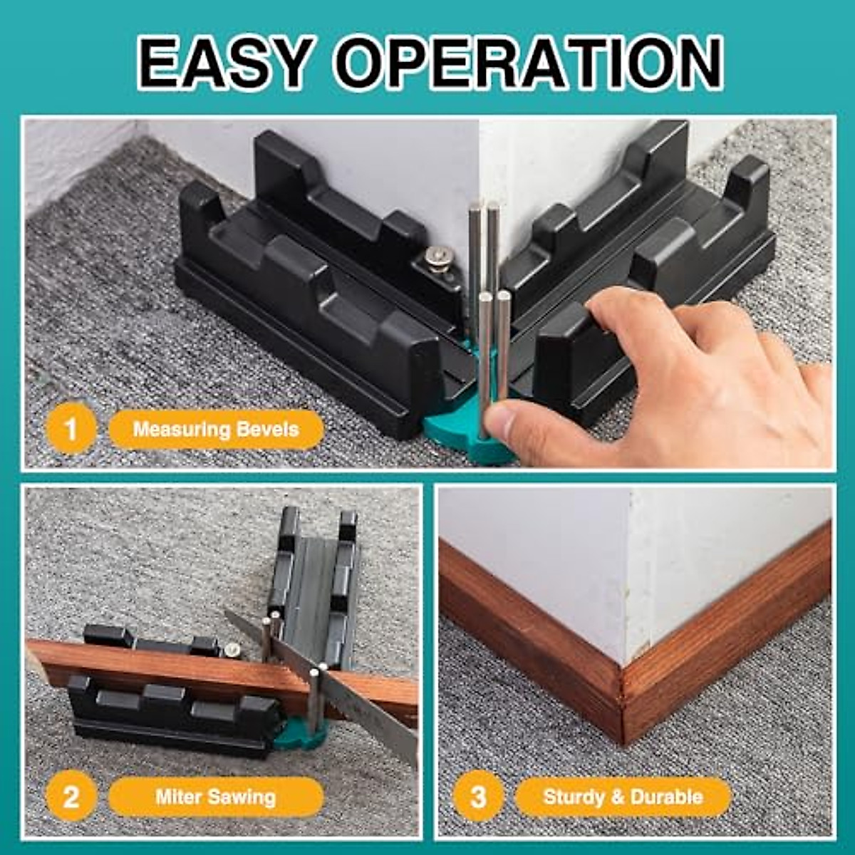 2 in 1 Mitre Measuring Cutting Tool- Miter Saw Protractor Measuring and Sawing Mitre Angles Cutting Tool Corner Clamp 85-180°Angle Measuring Tool for Home Improvement Carpentry Work
