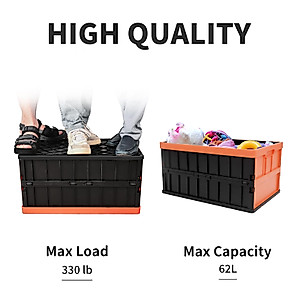 Brehvoe Collapsible Storage Bins 62L, Collapsible Crates for Storage Crates for Car Moving Turnover Outdoor 16Gal with Solid Wall No Lid,2Pack