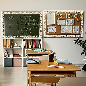 AnyDesign 60Pcs Boho Morandi Bulletin Board Borders with 100Pcs Glue Points 5 Design Heart Rainbow Handprint Die-Cut Trim Borders Classroom Borders for School Classroom Office Chalkboard Decorations