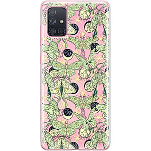 TPU Phone Case Compatible with Samsung A72 A71 5G A70 A51 A50 A32 A21 A11 A12 A13 A14 A01 Magic Silicone Shockproof Protective Cute Stars Luna Moth Moon Phases Flexible Boho Clear Lightweight