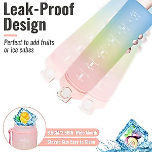 Bugucat Water Bottle 32OZ, Tritan Drinks Bottle with Straw and Time Markings, Jug Leak Proof,Sport Water Storage Container for Teenager Adult, Water Bottle for Gym School Cycling Fitness Outdoor