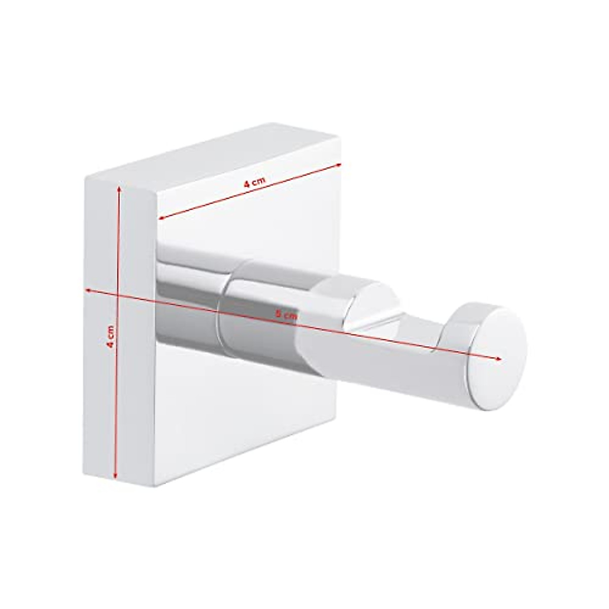 tesa EKKRO Bathroom Hook - No Drill Chromed Metal Self-Adhesive Hook for The Bathroom in Round Design - Stainless - Waterproof - Includes Removable Glue Solution