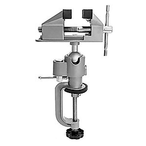 QWORK 3" Universal Tabletop Clamp Vice Tilts Rotate 360°, Portable Work Bench Vise for Drilling, Woodworking,Jewelry Making, Mental working